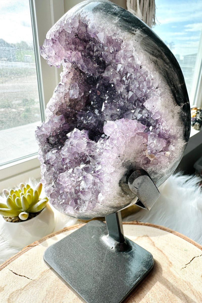 Amethyst on Custom Made Stand | Kylee's Crystals