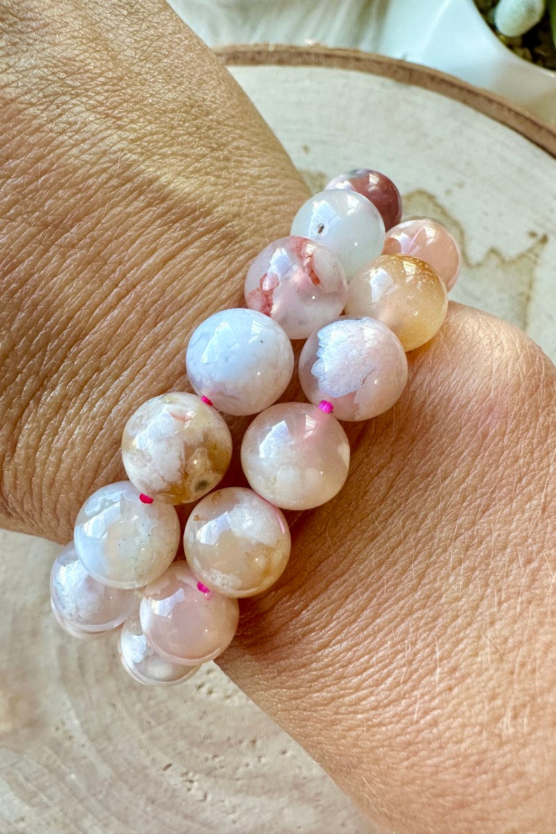 Flower Agate Bracelet 8.5mm | Kylee's Crystals